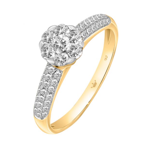 Buy Coronet Diamond Ring With Two Layer Shoulder Diamonds.
